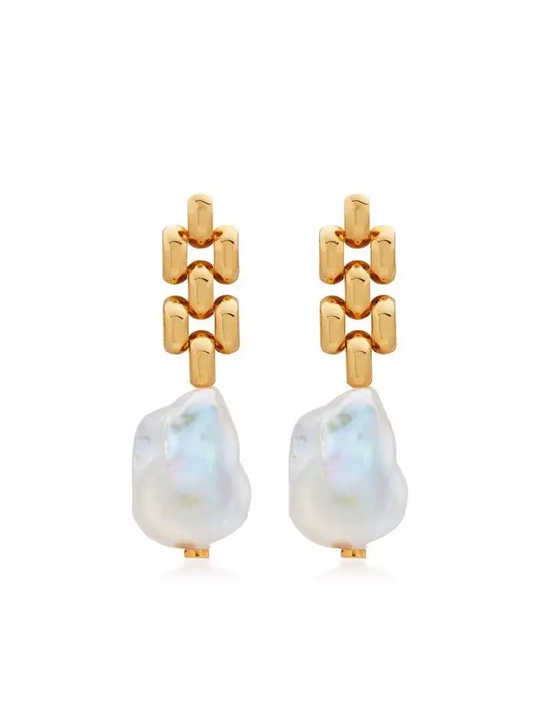 Monica Vinader Heirloom Baroque Pearl Earrings - Gold