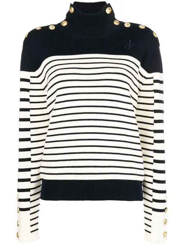 JW Anderson Striped High Neck Wool Jumper - Blue