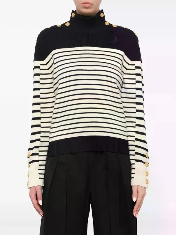 JW Anderson Striped High Neck Wool Jumper - Blue