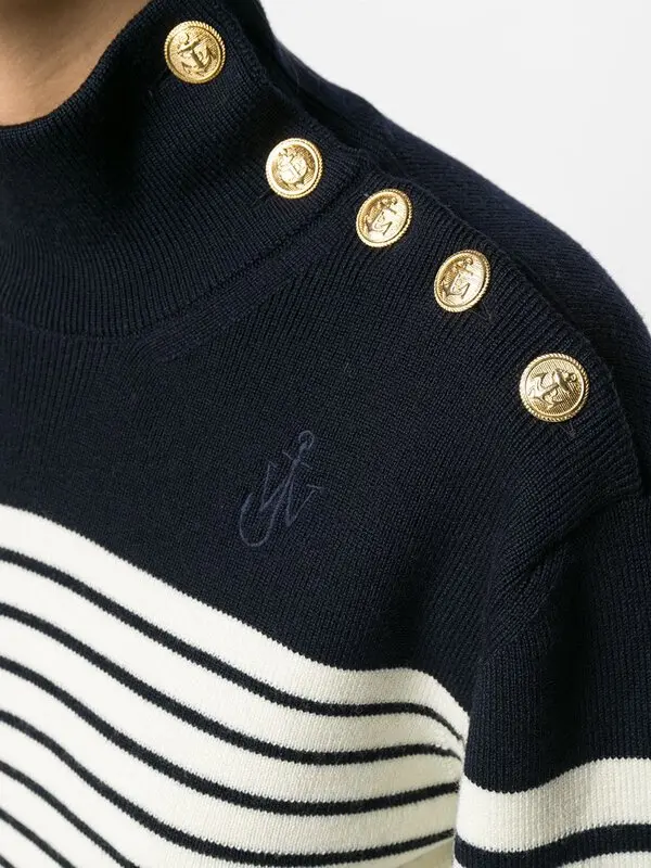 JW Anderson Striped High Neck Wool Jumper - Blue