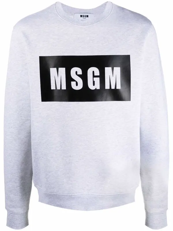 MSGM Logo-print Cotton Sweatshirt - Grey