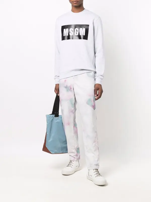 MSGM Logo-print Cotton Sweatshirt - Grey