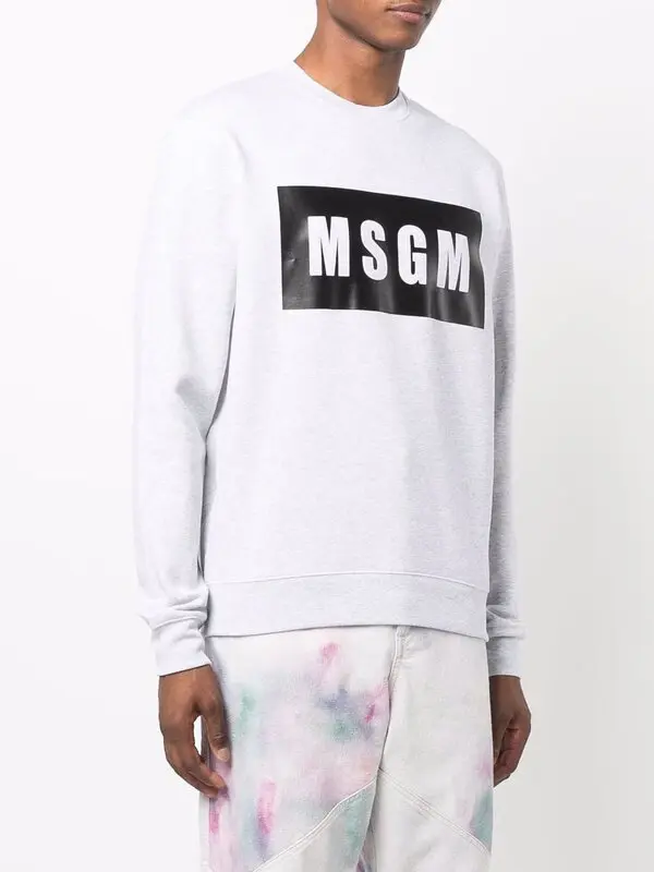 MSGM Logo-print Cotton Sweatshirt - Grey