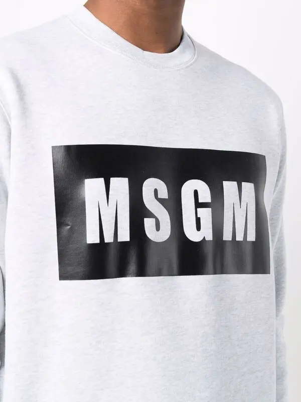 MSGM Logo-print Cotton Sweatshirt - Grey