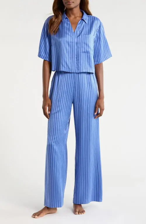 Lunya Washable High Waist Silk Pajamas - Coastal Stripe