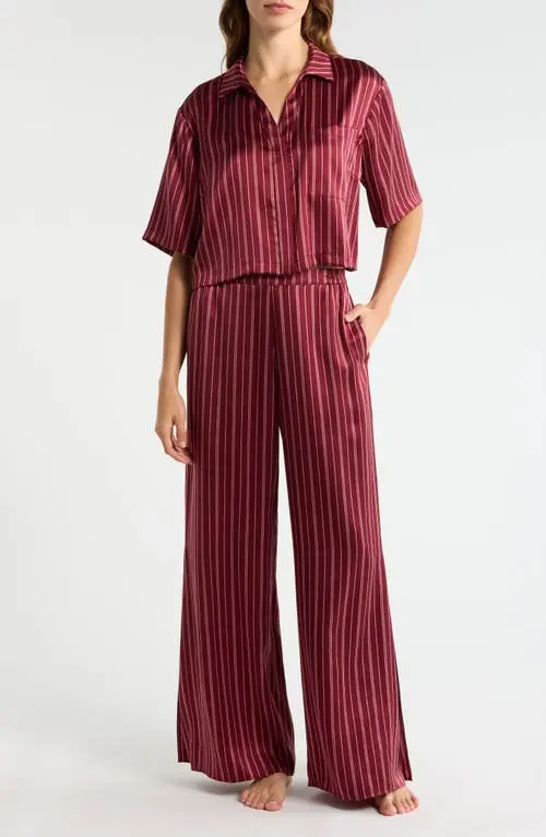 Lunya Washable High Waist Silk Pajamas - Currant Veil Stripe