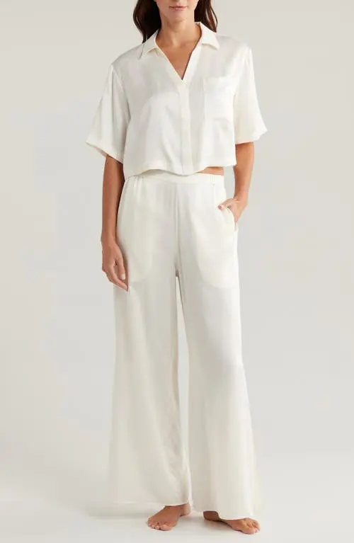 Lunya Washable High Waist Silk Pajamas - Tranquil White