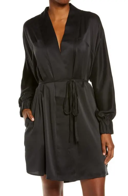 Lunya Washable Silk Robe - Immersed Black