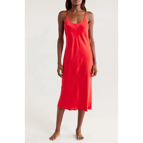 Lunya Washable Silk Slipdress Nightgown - Carmine Red