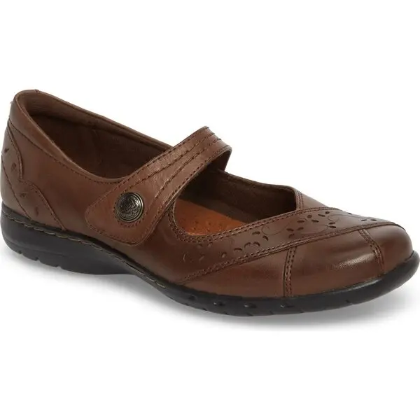 ROCKPORT COBB HILL Petra Mary Jane Flat - Brown Leather