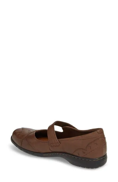 ROCKPORT COBB HILL Petra Mary Jane Flat - Brown Leather