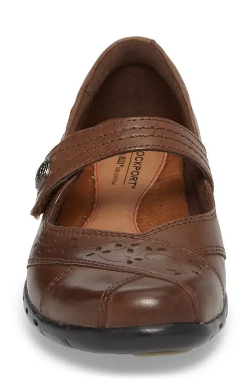 ROCKPORT COBB HILL Petra Mary Jane Flat - Brown Leather
