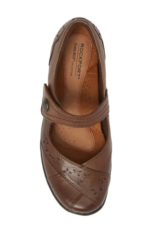 ROCKPORT COBB HILL Petra Mary Jane Flat - Brown Leather