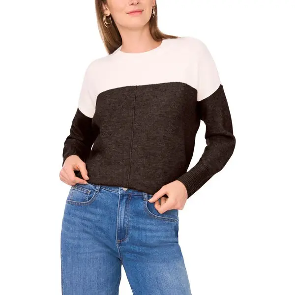 Vince Camuto Colorblock Sweater - Chocolate