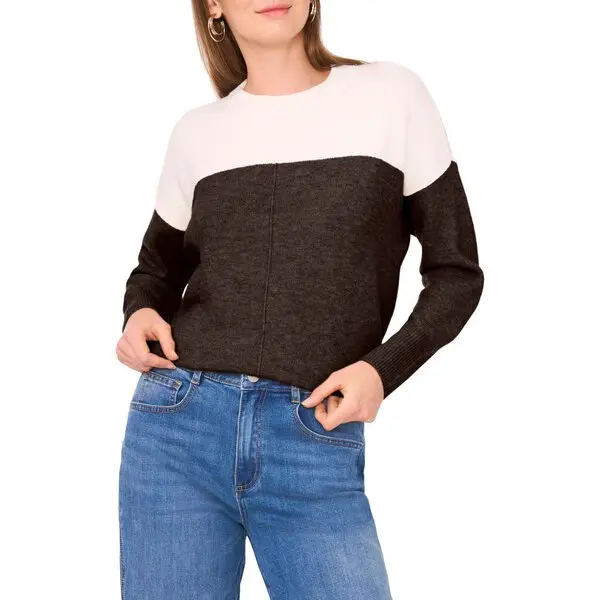 Vince Camuto Colorblock Sweater - Chocolate