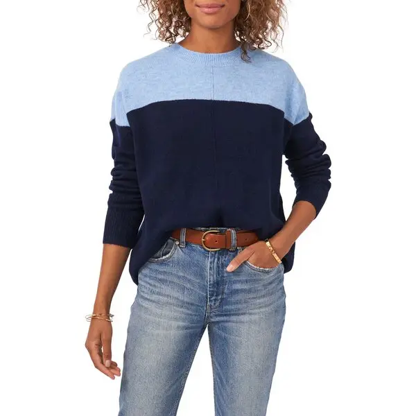 Vince Camuto Colorblock Sweater - Classic Navy