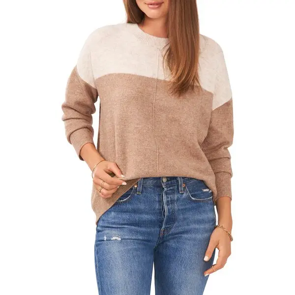 Vince Camuto Colorblock Sweater - Taupe