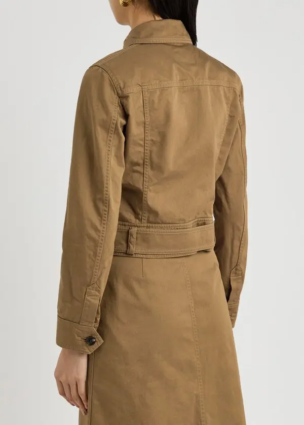 Saint Laurent Belted Cotton-twill Jacket - Brown