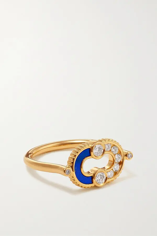 VILTIER Magnetic 18-karat Lapis Lazuli And Diamond Ring - Gold