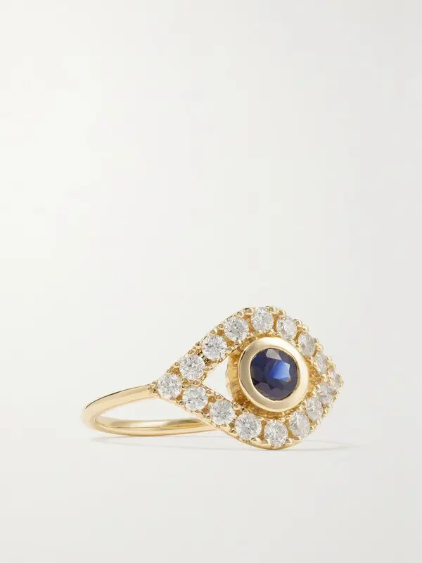 SYDNEY EVAN Large Evil Eye 14-karat Sapphire And Diamond Ring - Gold