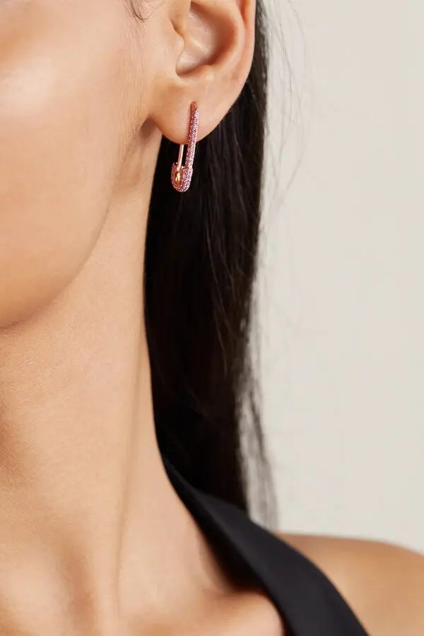 ANITA KO Safety Pin 18-karat Sapphire Earring