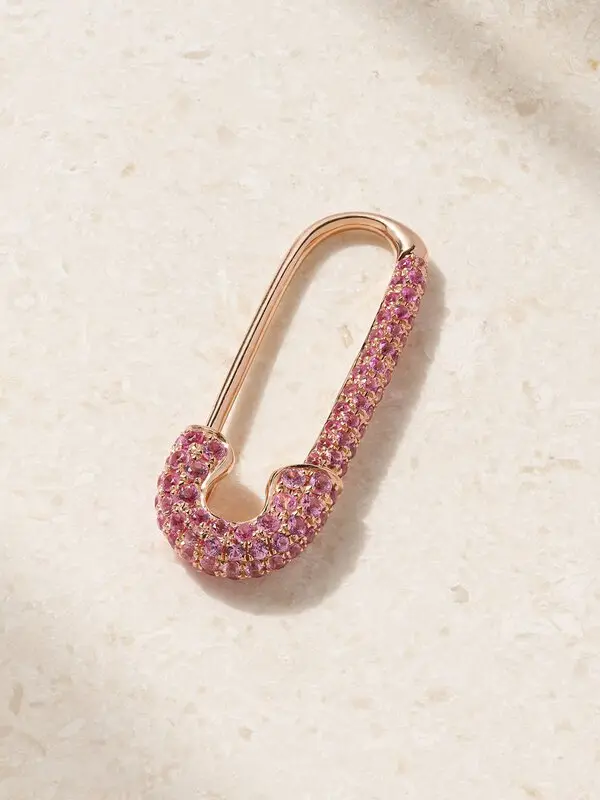 ANITA KO Safety Pin 18-karat Sapphire Earring - Gold