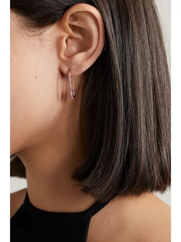 ANITA KO Safety Pin 18-karat Sapphire Earring - Gold