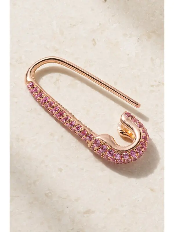 ANITA KO Safety Pin 18-karat Sapphire Earring - Gold
