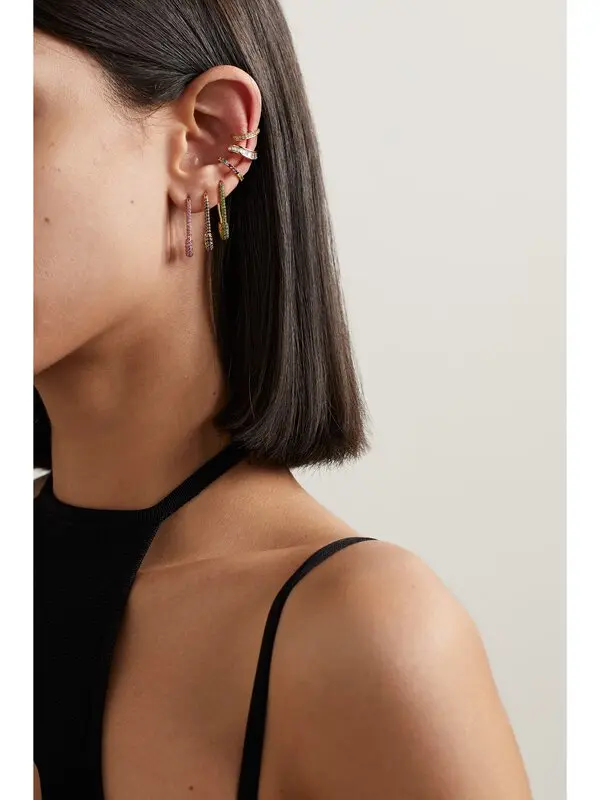ANITA KO Safety Pin 18-karat Sapphire Earring - Gold