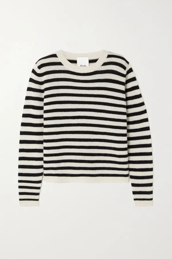 ALLUDE Striped Wool And Cashmere-blend Sweater - White