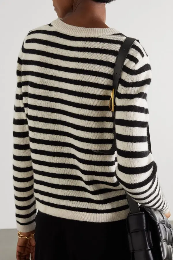 ALLUDE Striped Wool And Cashmere-blend Sweater - White