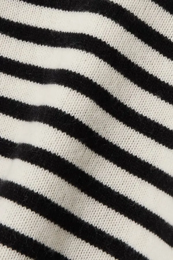 ALLUDE Striped Wool And Cashmere-blend Sweater - White