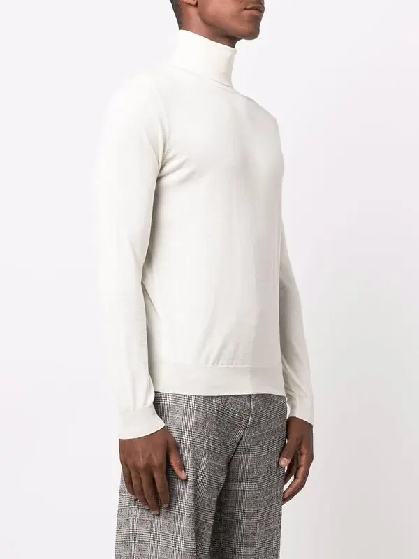 DELL'OGLIO Roll-neck Merino Jumper - White