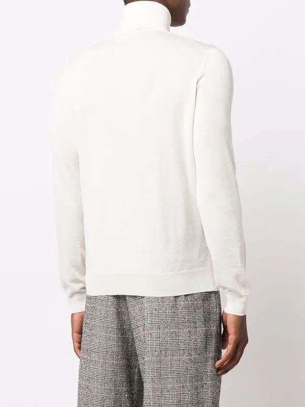 DELL'OGLIO Roll-neck Merino Jumper - White