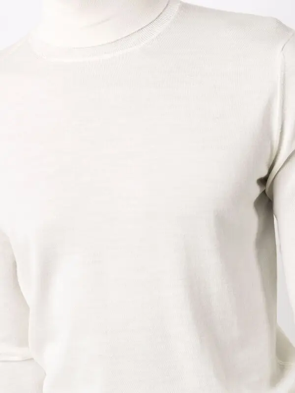DELL'OGLIO Roll-neck Merino Jumper - White