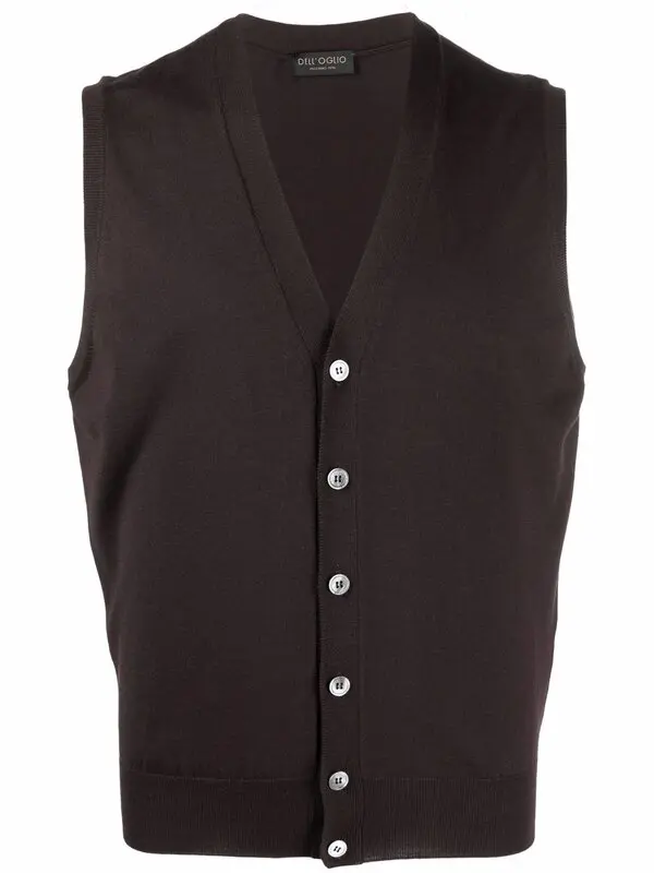DELL'OGLIO V-neck Merino Wool Vest - Purple