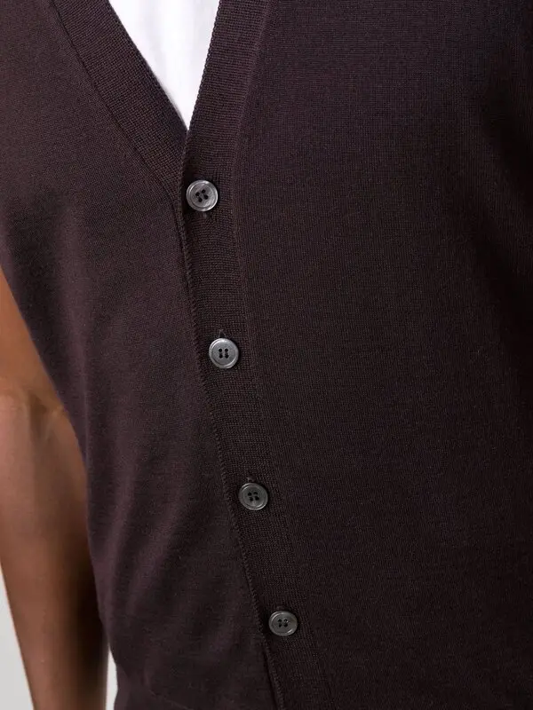 DELL'OGLIO V-neck Merino Wool Vest - Purple