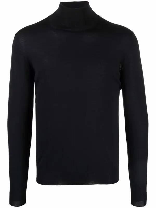 DELL'OGLIO Roll-neck Merino Jumper - Blue