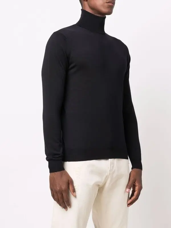 DELL'OGLIO Roll-neck Merino Jumper - Blue