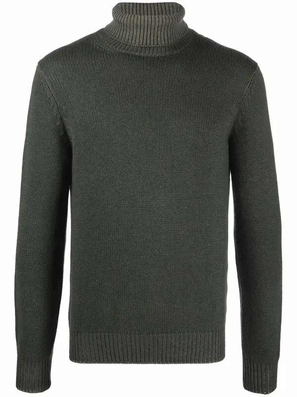 DELL'OGLIO Rib-trimmed Jumper - Green