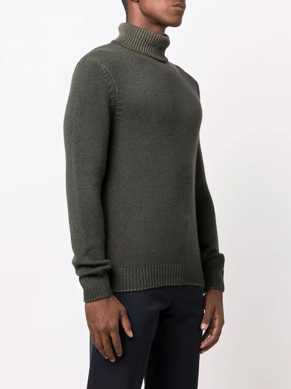 DELL'OGLIO Rib-trimmed Jumper - Green