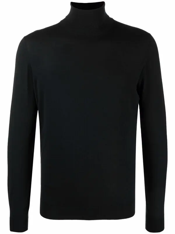 DELL'OGLIO Merino Roll-neck Jumper - Black