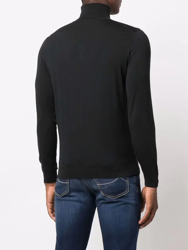 DELL'OGLIO Merino Roll-neck Jumper - Black
