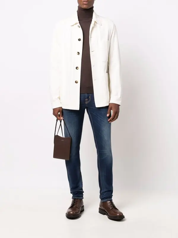 DELL'OGLIO Roll-neck Merino Jumper - Brown