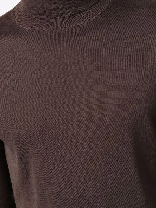DELL'OGLIO Roll-neck Merino Jumper - Brown