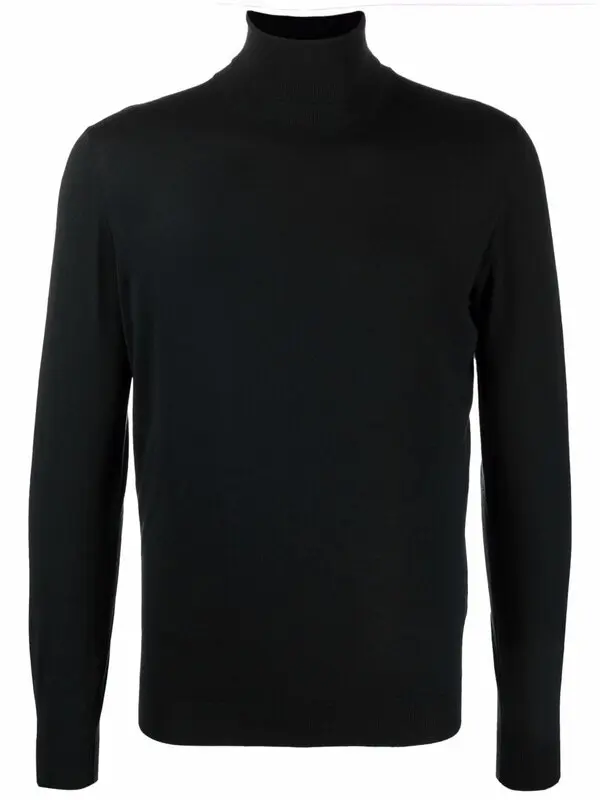 DELL'OGLIO Roll-neck Merino Jumper - Black