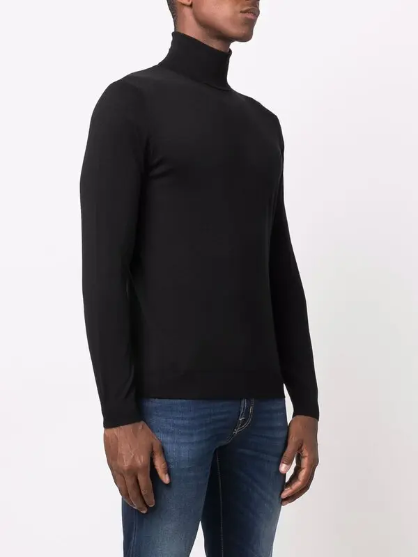 DELL'OGLIO Roll-neck Merino Jumper - Black