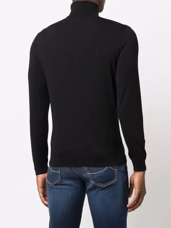 DELL'OGLIO Roll-neck Merino Jumper - Black