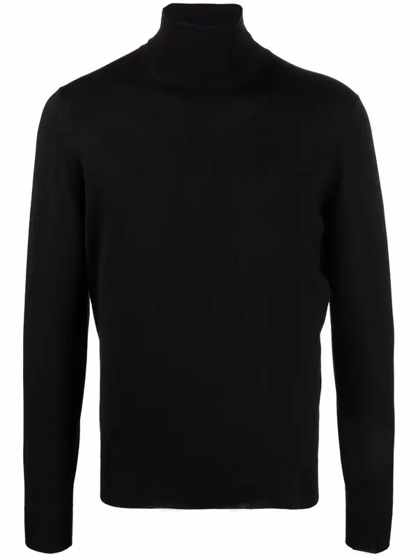 DELL'OGLIO Roll-neck Merino Jumper - Black
