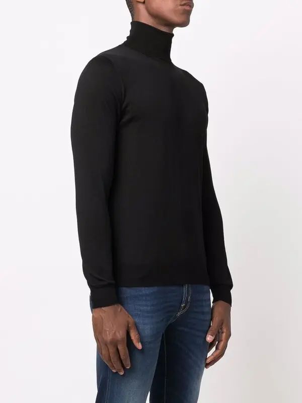 DELL'OGLIO Roll-neck Merino Jumper - Black